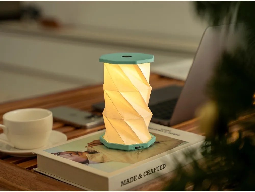 Bílá/tyrkysová přenosná světelná dekorace na USB ø 8 cm Twist – Gingko