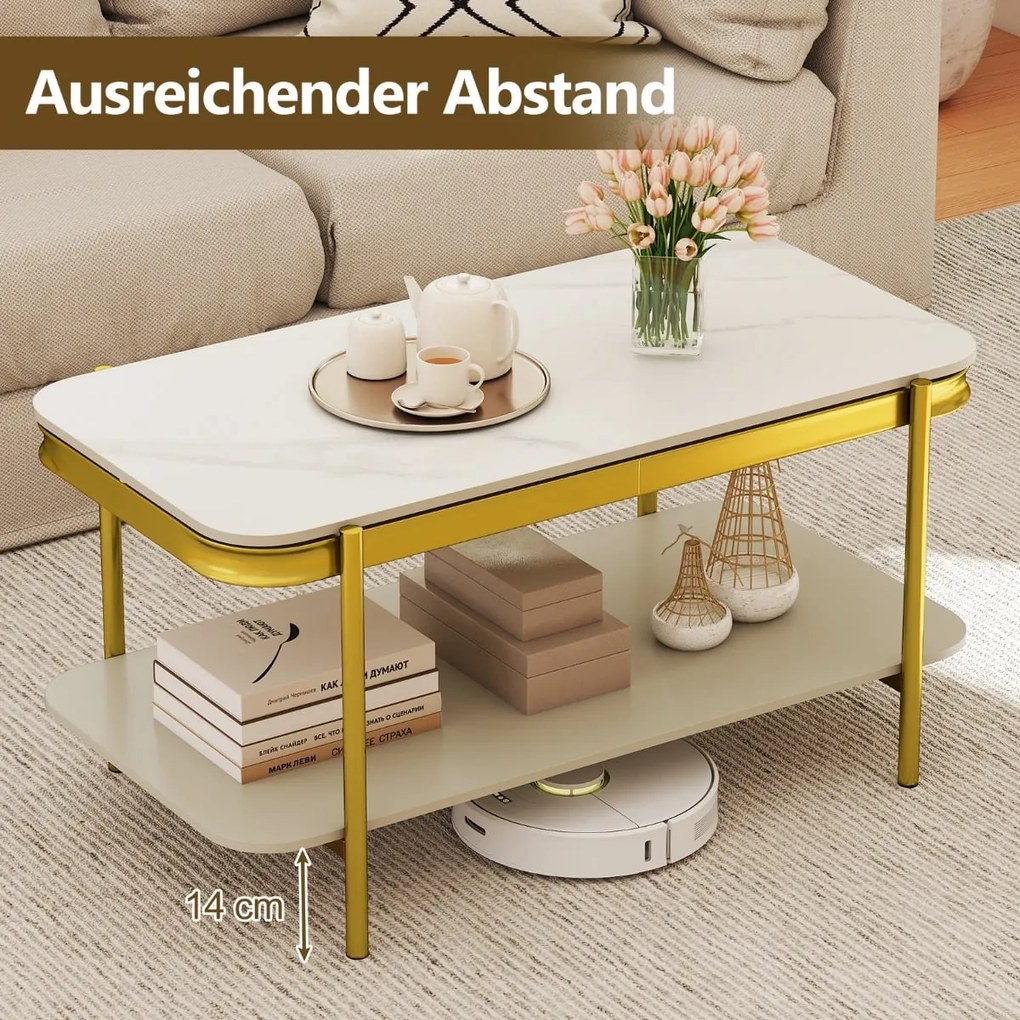 Costway Obdélníkový konferenční stolek Moderní pohovka Accent Table White