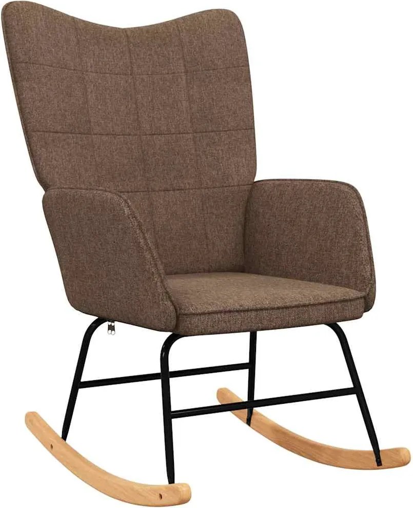 Houpací křeslo se stoličkou hnědé textil 328021