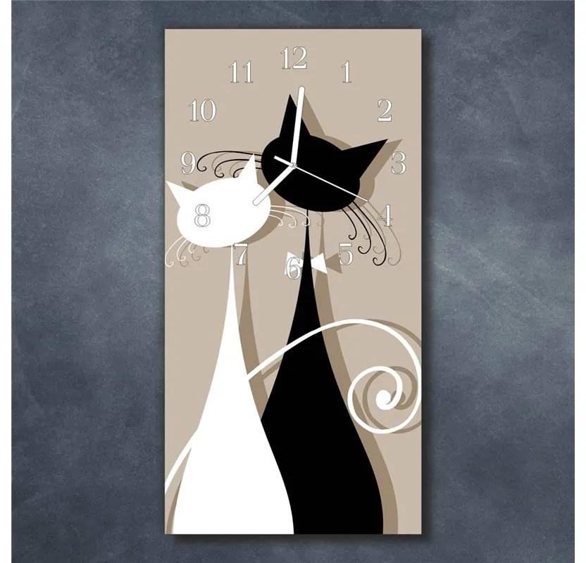 Nástěnné hodiny obrazové na skle - Kočky