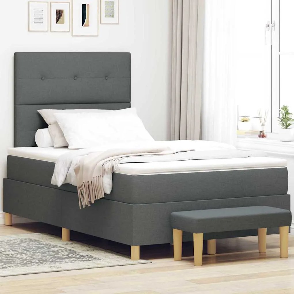 Postel s boxspringem s čelo Tmavě šedá 190 x 120 cm textil 3344283