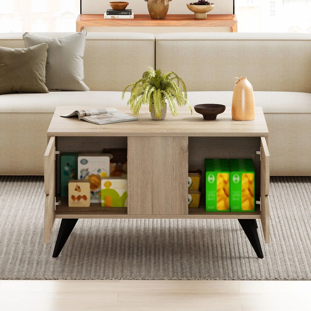 Costway Moderní konferenční stolek s úložným prostorem Farmhouse Accent Table