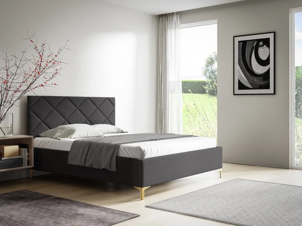 Eka Čalouněná postel DIAMOND+ 120x200 cm Barva látky Trinity: Světle růžová (Trinity 2319), Úložný prostor: Bez úložného prostoru