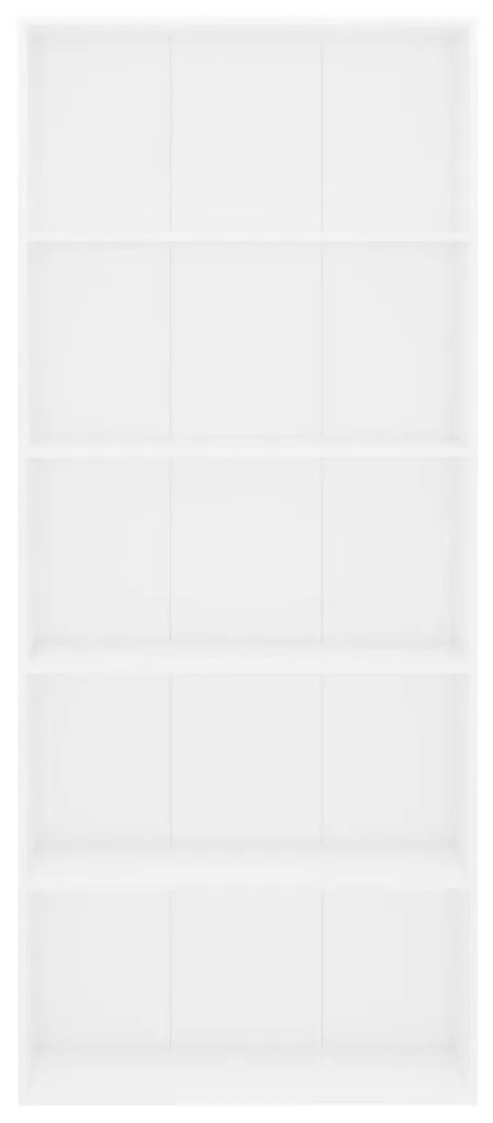 vidaXL 5patrová knihovna bílá 80 x 30 x 189 cm dřevotříska