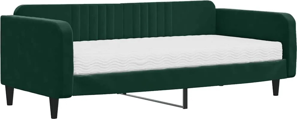 Válenda s matrací tmavě zelená 100 x 200 cm samet 3197048