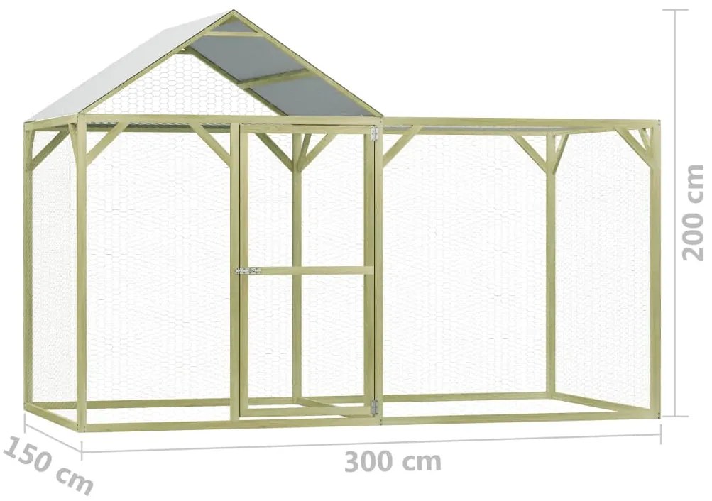 vidaXL Marketos Klec pro kuřata 3 x 1,5 x 2 m impregnovaná borovice
