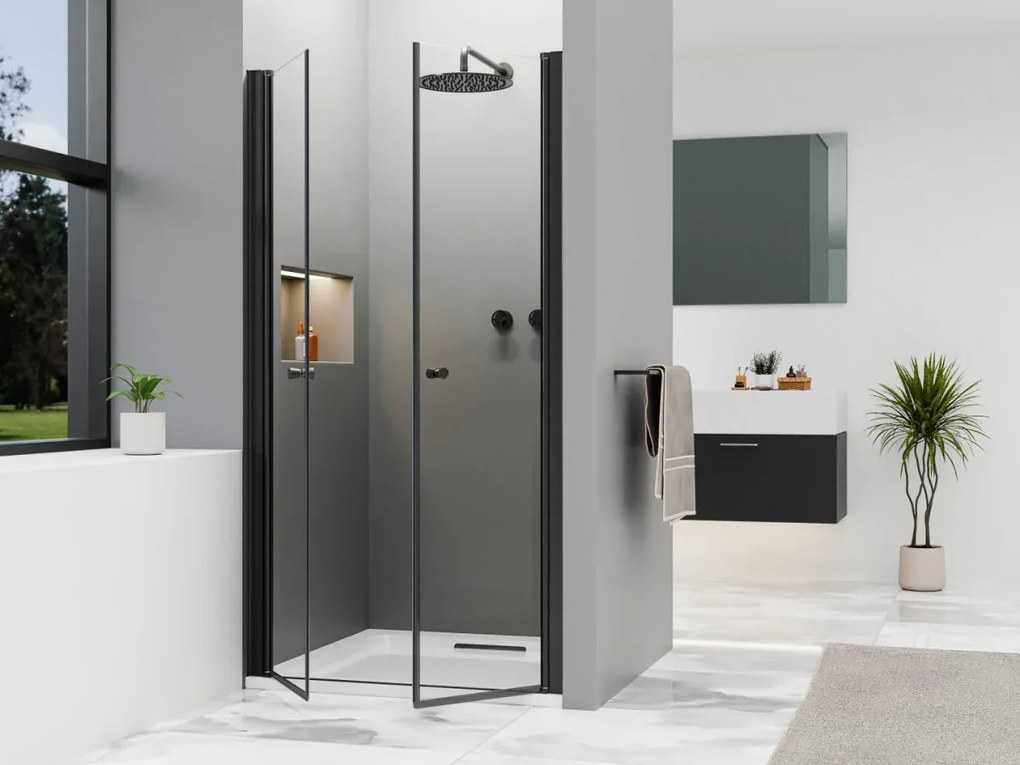 BETA Black 105 Čiré Sprchové dveře do niky dvoukřídlé černé