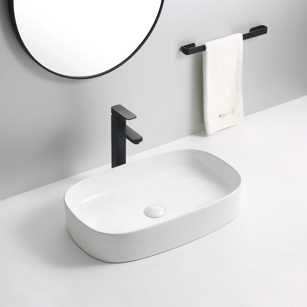 Erga Luella, umyvadlo na desku 610x375x120 mm, bílá lesklá, ERG-V03-9612-WH
