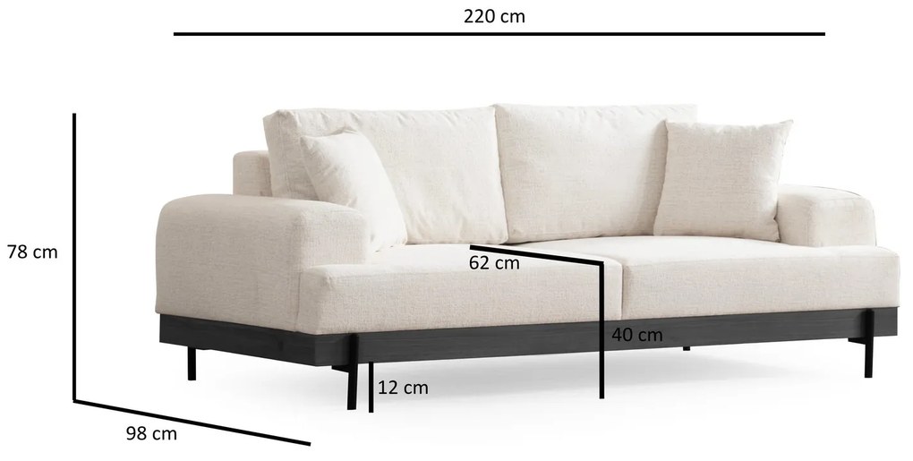 Hanah Home Třímístná pohovka ETI bílá 220 cm