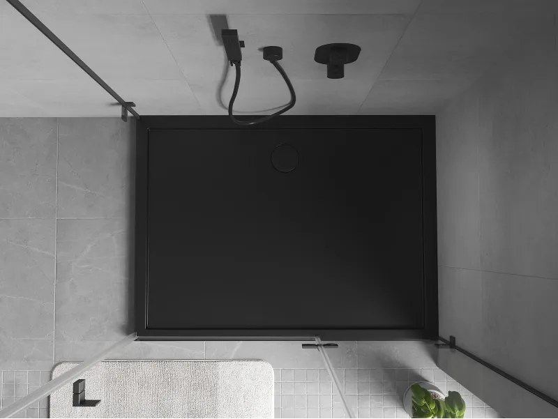Mexen Flow obdélníkový sprchový kout slim 90 x 80 cm, černá matná - 46R708090