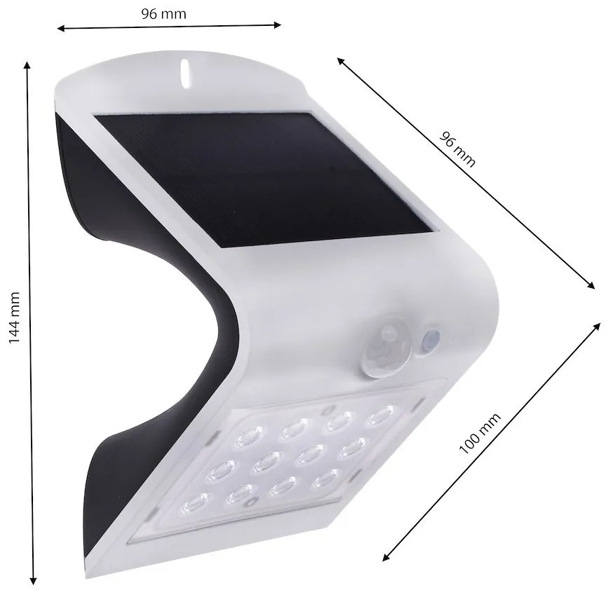 Exteriérové solární nástěnné LED svítidlo Butterfly, 1x LED 1,5w, bílá, pohybový senzor