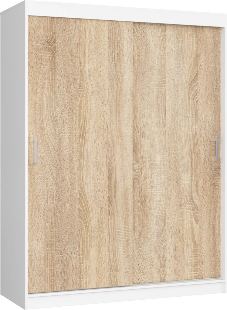Šatní skříň posuvná Mono 150 cm bílá/dub sonoma