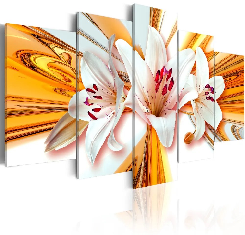 Obraz na plátně Bimago - Orchideje se zlatem 100x50 cm