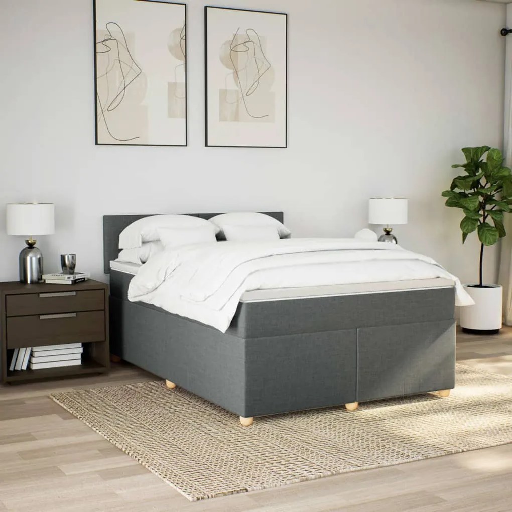 Box spring postel s matrací tmavě šedá 140x200 cm textil 3288997