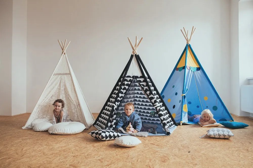 Vigvam design Half Moon Teepee pro chlapce - čtvercové s doplňky