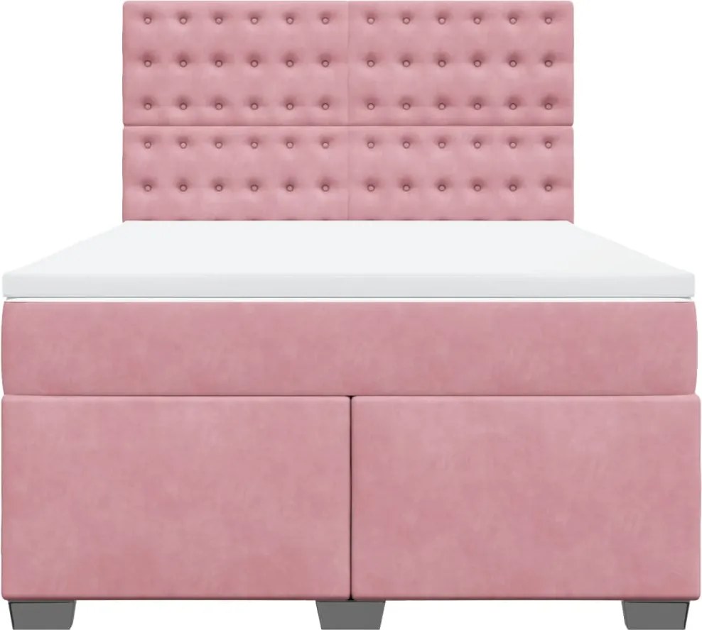 Box spring postel s matrací růžová 140x190 cm samet 3290923