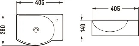 Mexen Mista, umyvadlo na desku, pravé, 40 x 28 cm, bílá, 22174000L