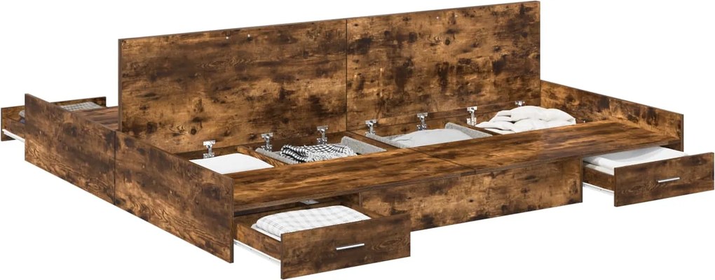 Rám postele s úložným prostorem s čelo Kouřový dub 200 x 200 cm 3335265