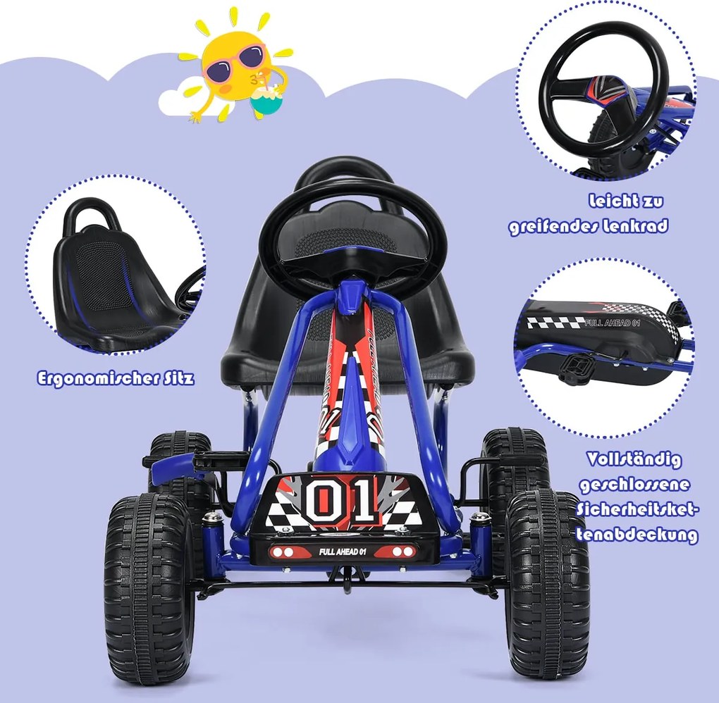 Costway Vozík Gokart s pedálem ruční brzdy Auto 30 kg Pedál Vozidlo