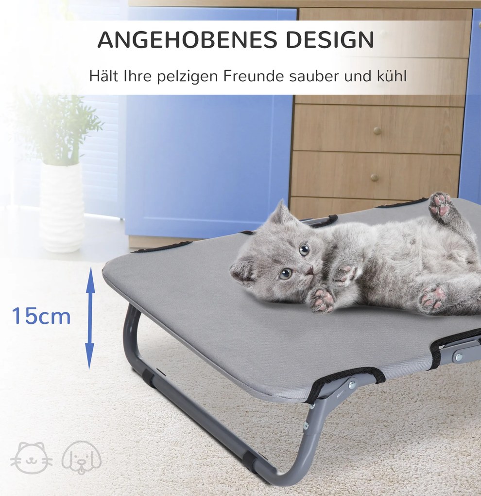 PawHut Dog Lounger Venkovní skládací pelíšek pro psy, kočky, místo na spaní, šedý, 59x46x15cm| Aosom