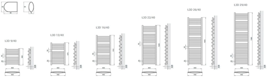 Regnis 3D Slza, Topné těleso 440x1205mm, 521W, bílá, L3D120/40/WHITE
