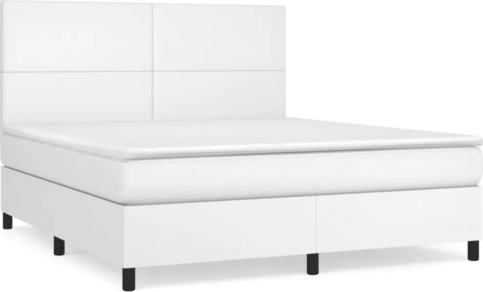 Box spring postel s matrací bílá 160x200 cm umělá kůže 3142732