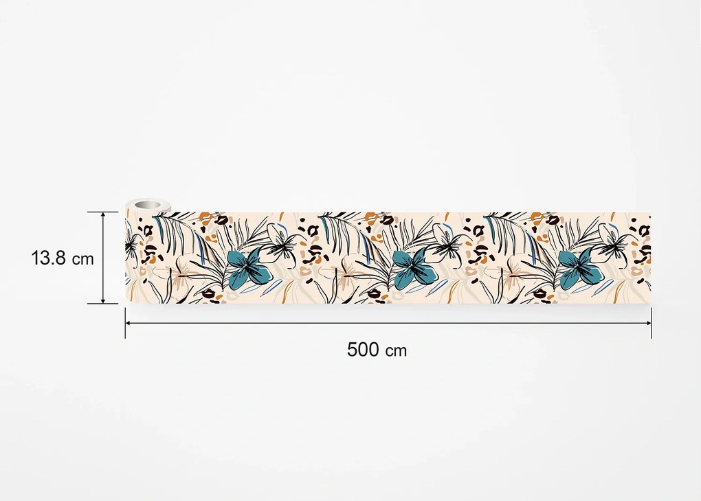 Samolepící bordura na zeď Květinova Abstrakce | 5 m x 13.8 cm | DWB8249
