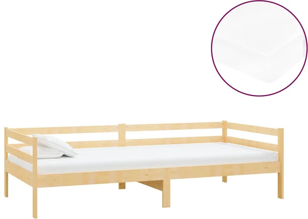 Válenda s matrací 90 x 200 cm masivní borové dřevo 3083574