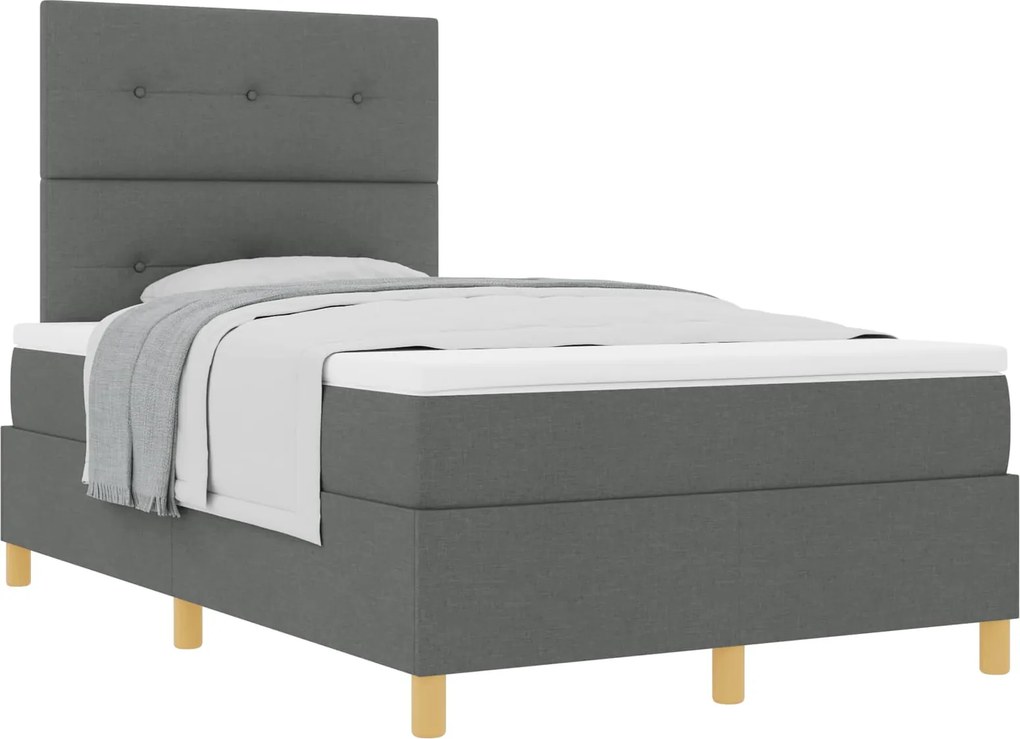 Postel s boxspringem s čelo Tmavě šedá 120 x 200 cm textil 3339610