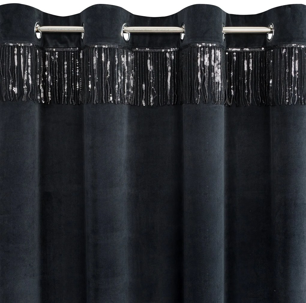 ZATEMŇOVACÍ ZÁVĚS NA KROUŽCÍCH JASPER 140X250 CM ČERNÁ