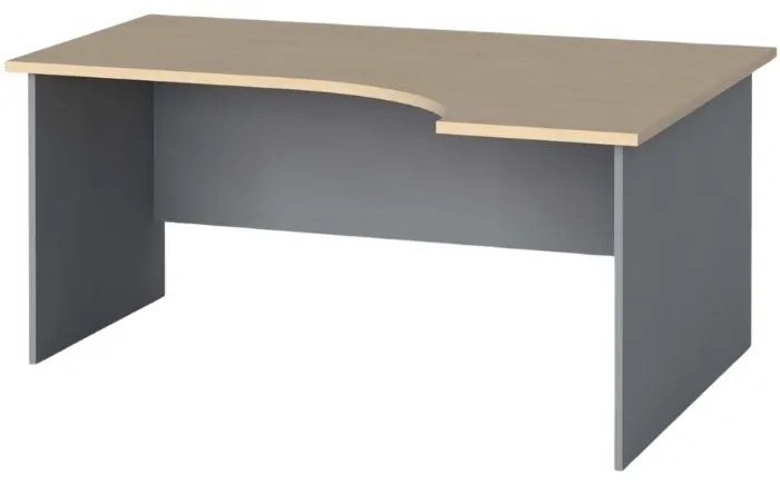Rohový kancelářský pracovní stůl PRIMO FLEXI, 160 x 120 cm, šedá / bříza, pravý