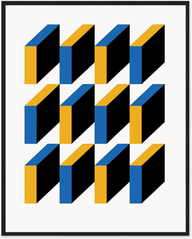 Zarámovaný digitální tisk Bauhaus Abstract Squares