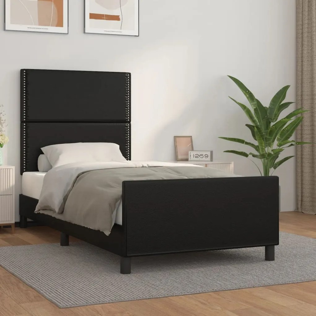 Rám postele s čelem černý 90x190 cm umělá kůže 3125482