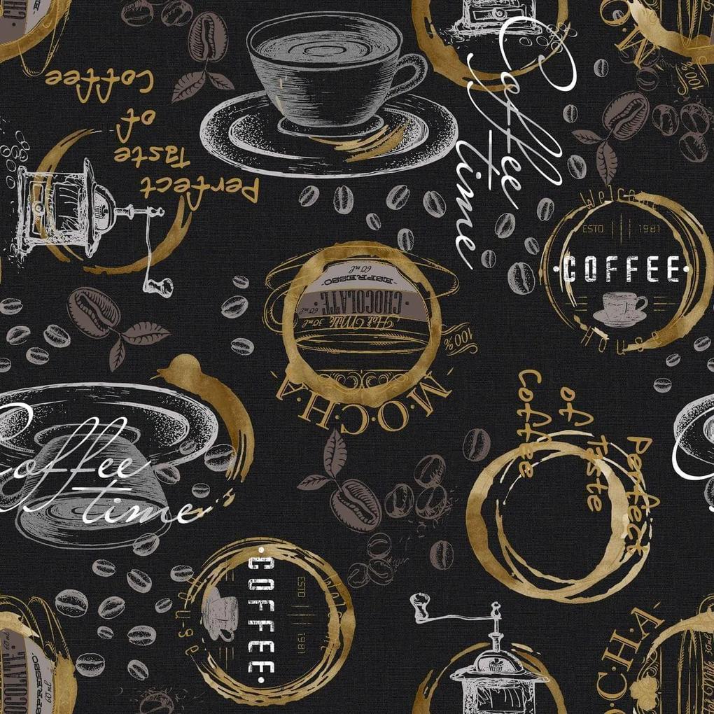 Forbyt, Ubrus s nešpinivou úpravou, Perfect Coffee, černý 120 x 140cm