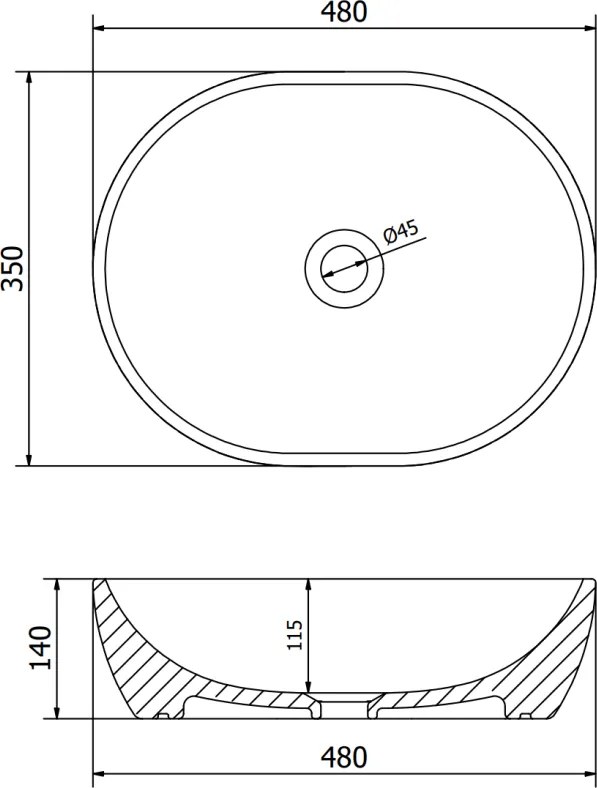 Mexen Viki, umyvadlo na desku 48x35x14 cm, bílá-zlatý vzor, ​​21054808