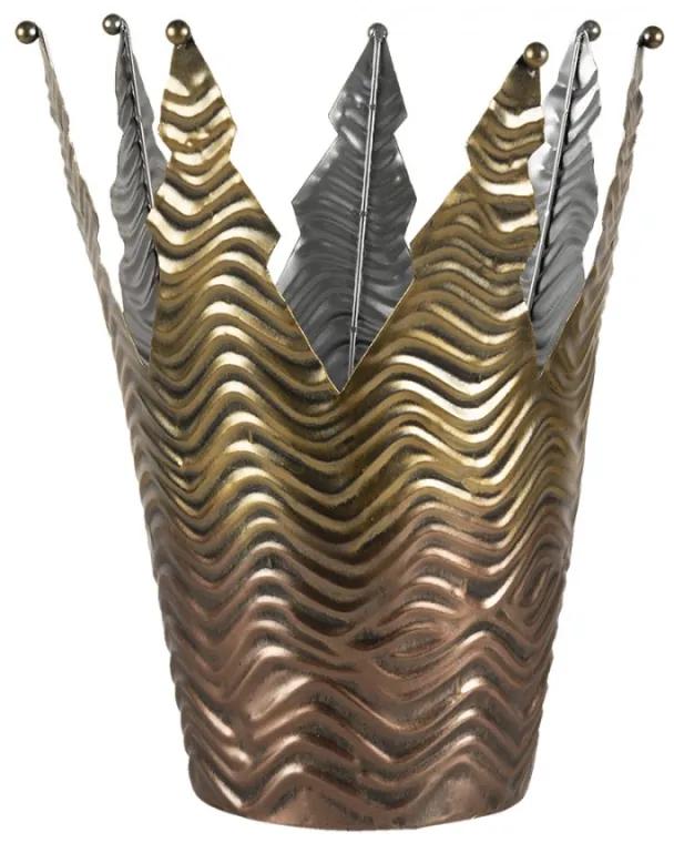 Zlatá kovová dekorativní koruna – 25x27 cm