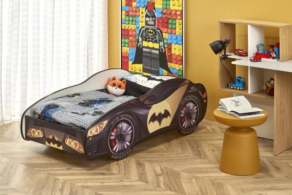 HLR, BATMOBIL dětská postel s matrací a roštem, 140X70 CM