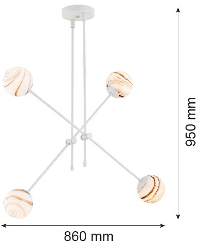Argon 1841 - Lustr na tyči ABSOS 4xE14/7W/230V alabastr bílá