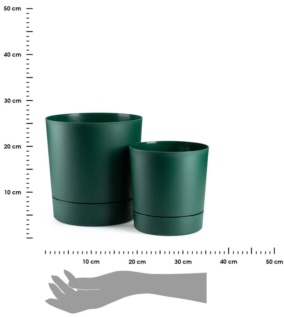 PLASTOVÝ KVĚTINÁČ AZALEA SADA 2KS 22,5X23,5 CM+17,5X18,5 CM TMAVĚZELENÁ