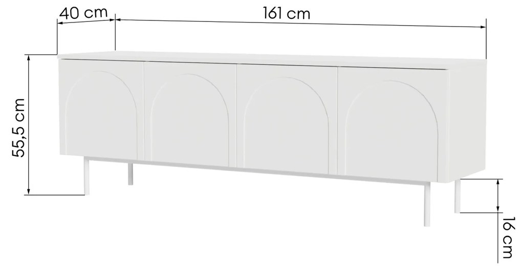 Televizní skříňka Helene se čtyřmi dvířky bílá