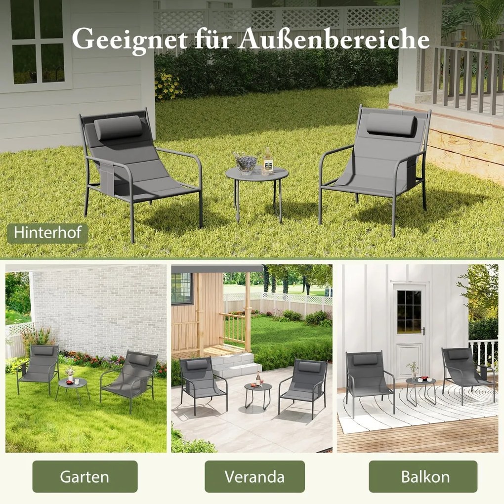 Costway Balkonový nábytek 3 kusy. Gartenmöbel Set mit 2 Stühlen a Tisch