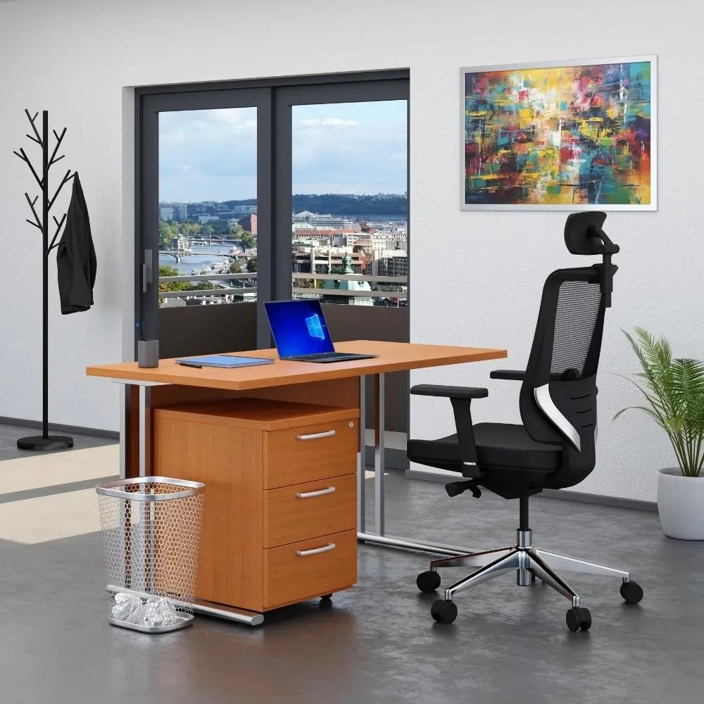 Sestava kancelářského nábytku Visio 1, 140 cm, třešeň