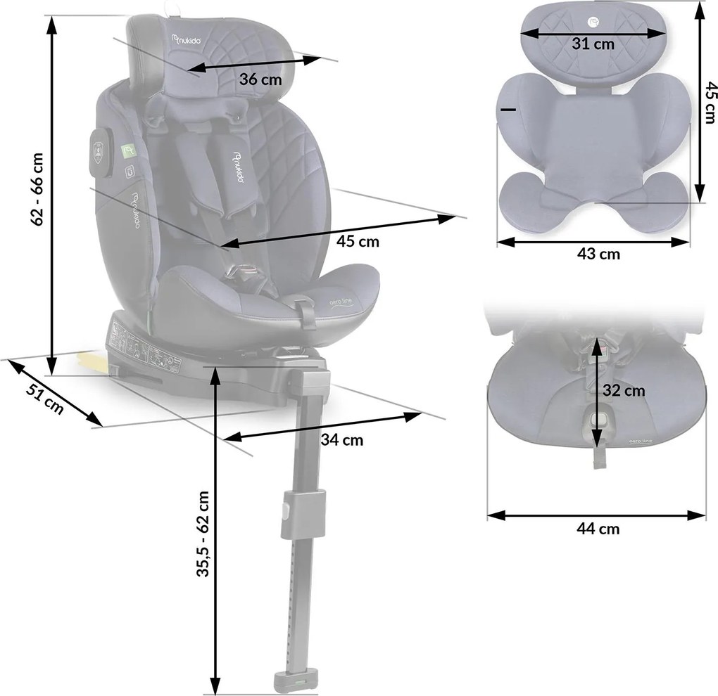 Autosedačka ISOFIX, 0-36kg, tmavě modrá | Nukido Prestige