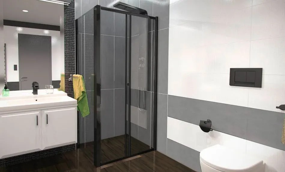 NICOL COMBI Black 100x90 čiré Sprchový kout s posuvnými dveřmi