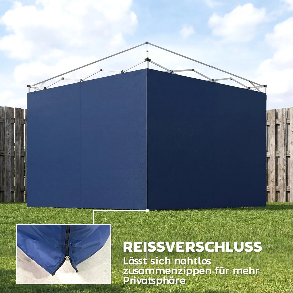 Outsunny 3dílná sada bočních panelů se zipem pro altán 3 x 3 m, tmavě modrá