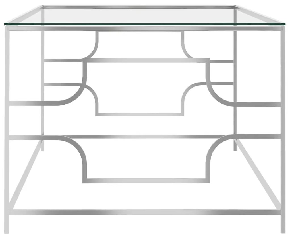 vidaXL Marketos Konferenční stolek stříbrný 120x60x45 cm nerezová ocel a sklo