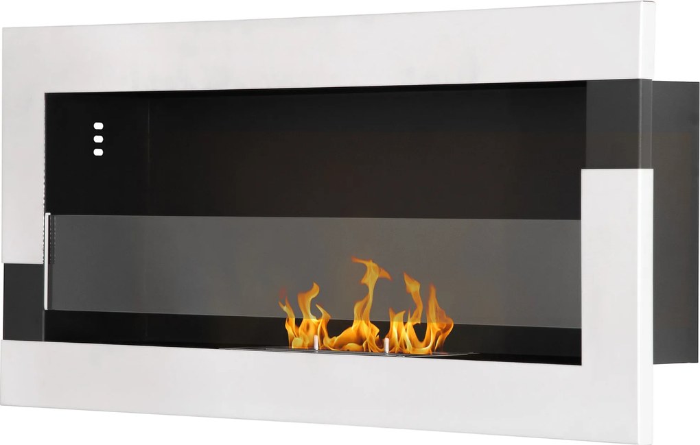 HOMCOM Nástěnný Bioethanol Krb z Nerezové Oceli s Hořením 2,5h, 1L Nádrž a Kryt pro 20m², 90x16x40cm, Stříbrný | Aosom