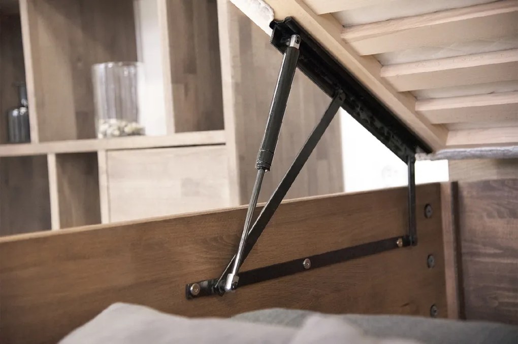 DOMESTAV s.r.o. Postel DREAMBOX-dřevěné čelo, čelní výklop 80/90x200 Materiál: Buk cink, Barevne provedení: Barevné lakování, Specifikace: 90x200