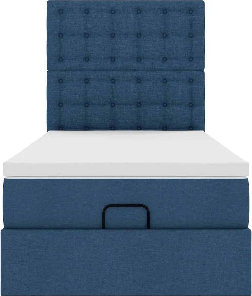 Osmanský postel s matrací modrá 90x200 cm textil 3313298