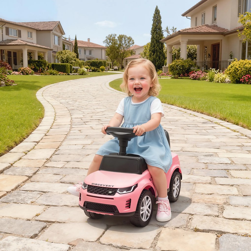 AIYAPLAY LAND ROVER DISCOVERY odrážedlo, vozidlo k odrážení s klaksonem, zvuky motoru, úložný prostor pod sedadlem 18–36 měsíců, růžová